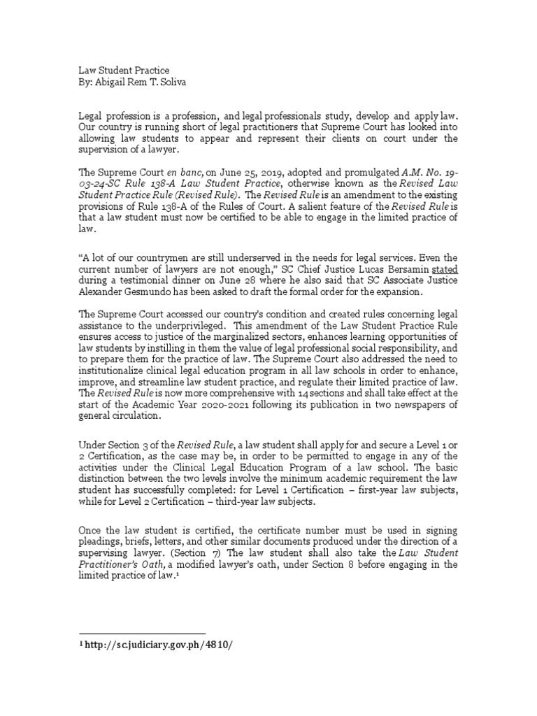 Law Student Practice | PDF | Practice Of Law | Legal Education