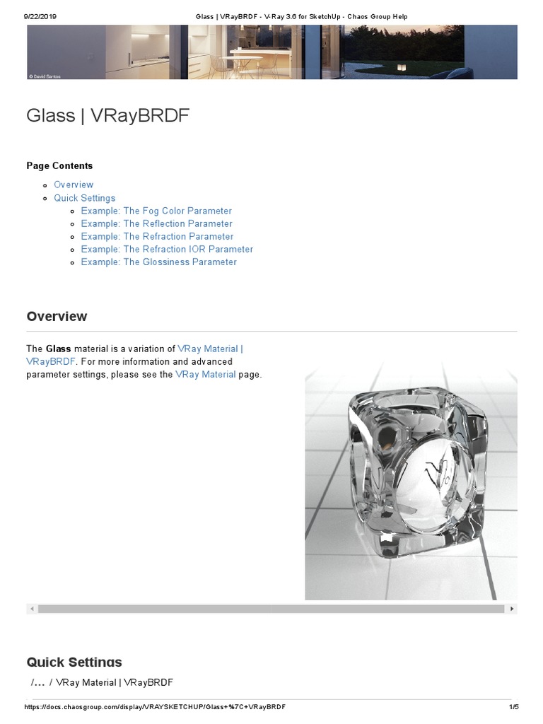 V-Ray Glass Material Guide | PDF | Reflection (Physics) | Refraction
