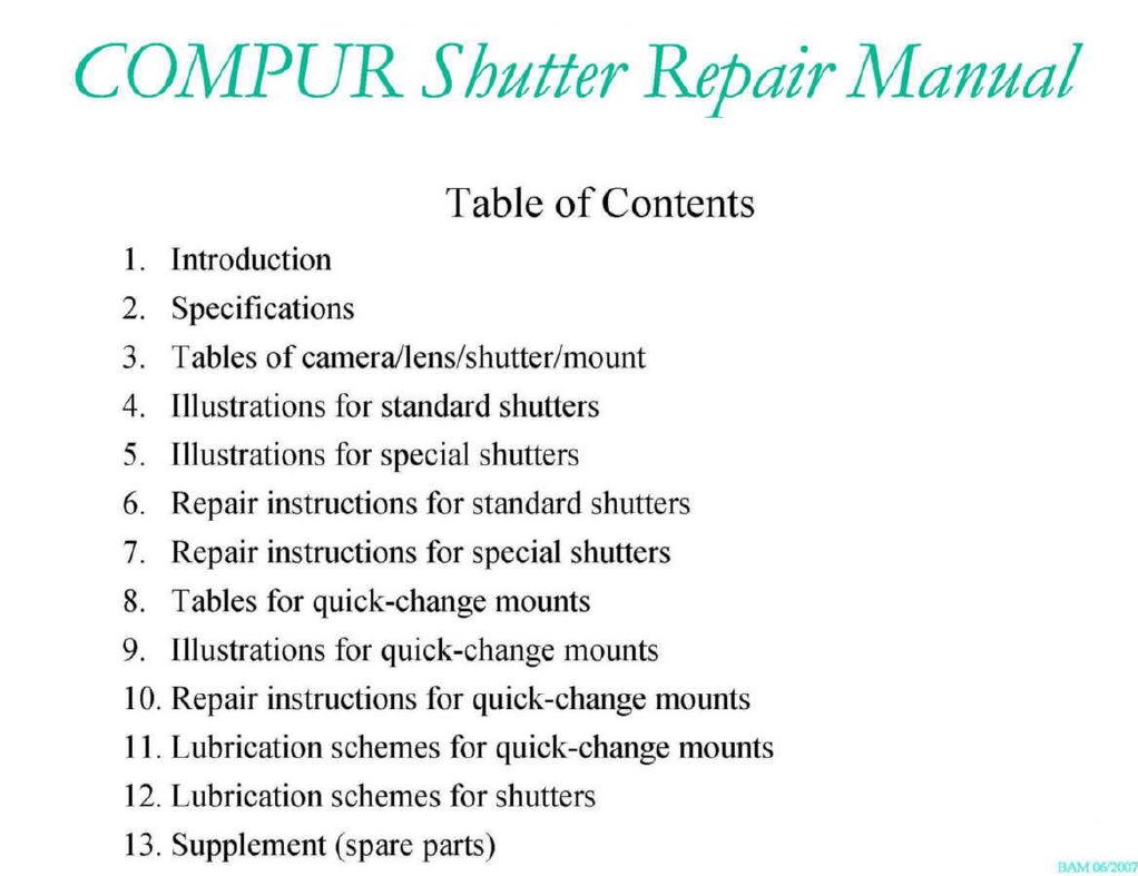 Compur Shutter Repair Manual | PDF | Shutter (Photography) | Video