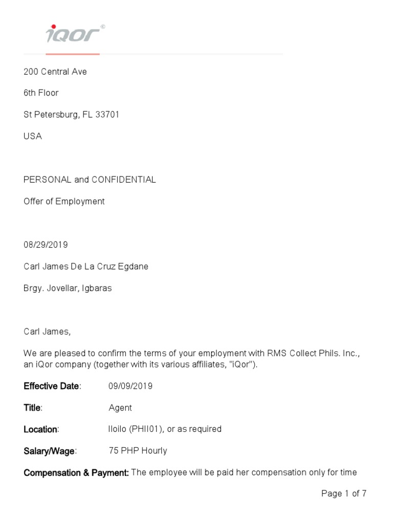 Offer Letter | PDF | Employment | Withholding Tax