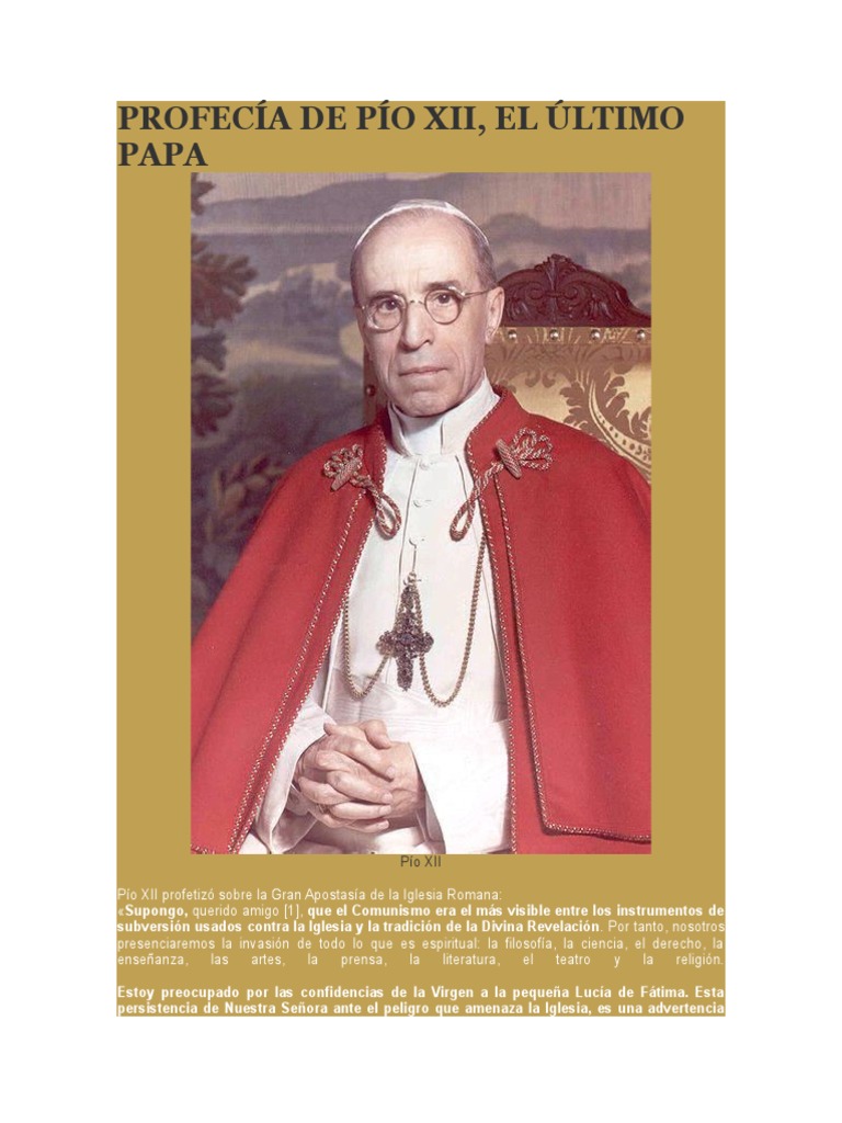 Profecías de Pío XII sobre la Apostasía | PDF | Papa Pío Xii | Iglesia ...