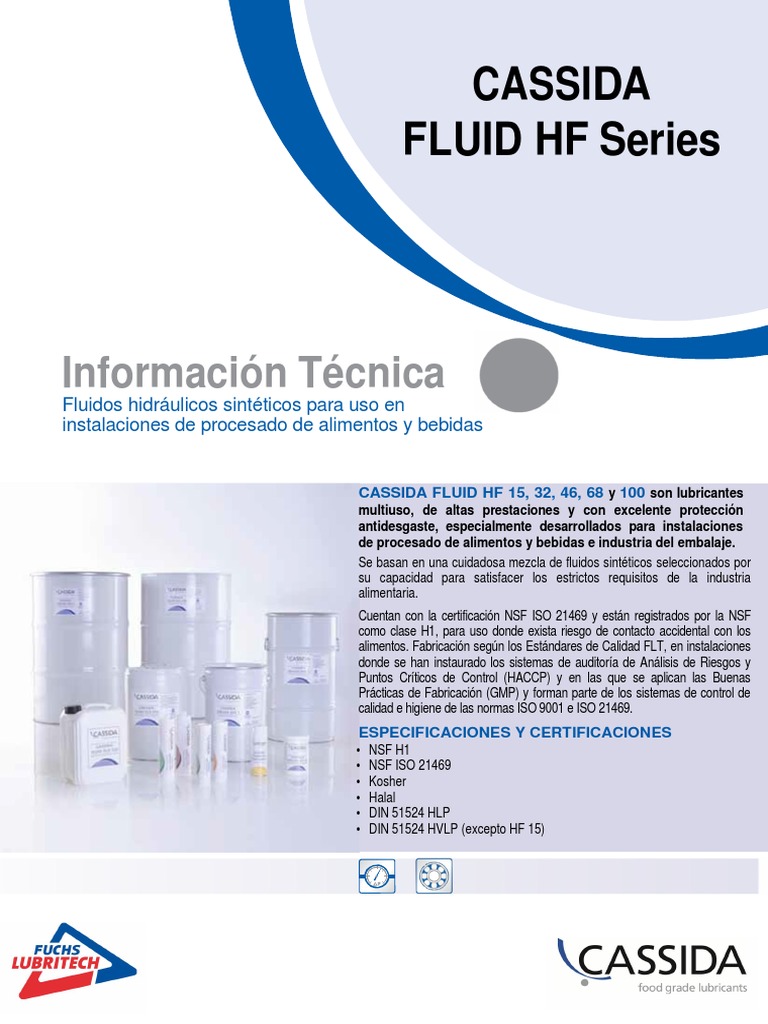 Fluidos Hidráulicos Sintéticos Alimentarios | PDF | Lubricante ...