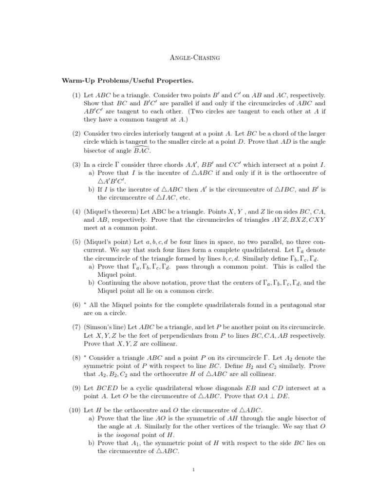Angle Chasing Maths (High Level) | PDF | Triangle | Circle