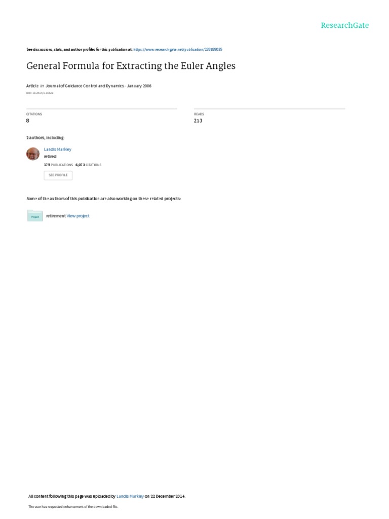 General Formula For Extracting The Euler Angles | Download Free PDF ...