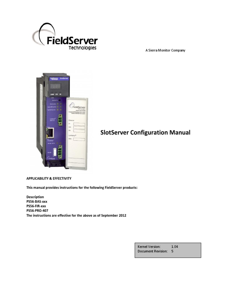 SlotServer Configuration Manual | PDF | Input/Output | Parameter (Computer Programming)