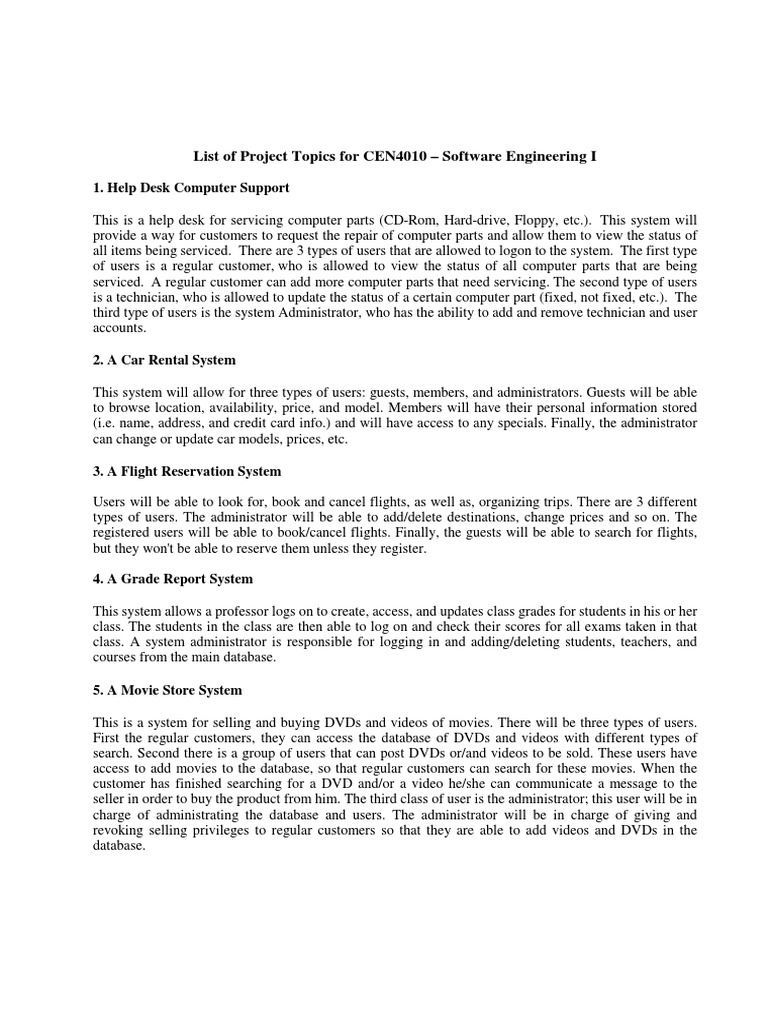 List of Project Topics - Software Engineering PDF | PDF | Libraries | Dvd