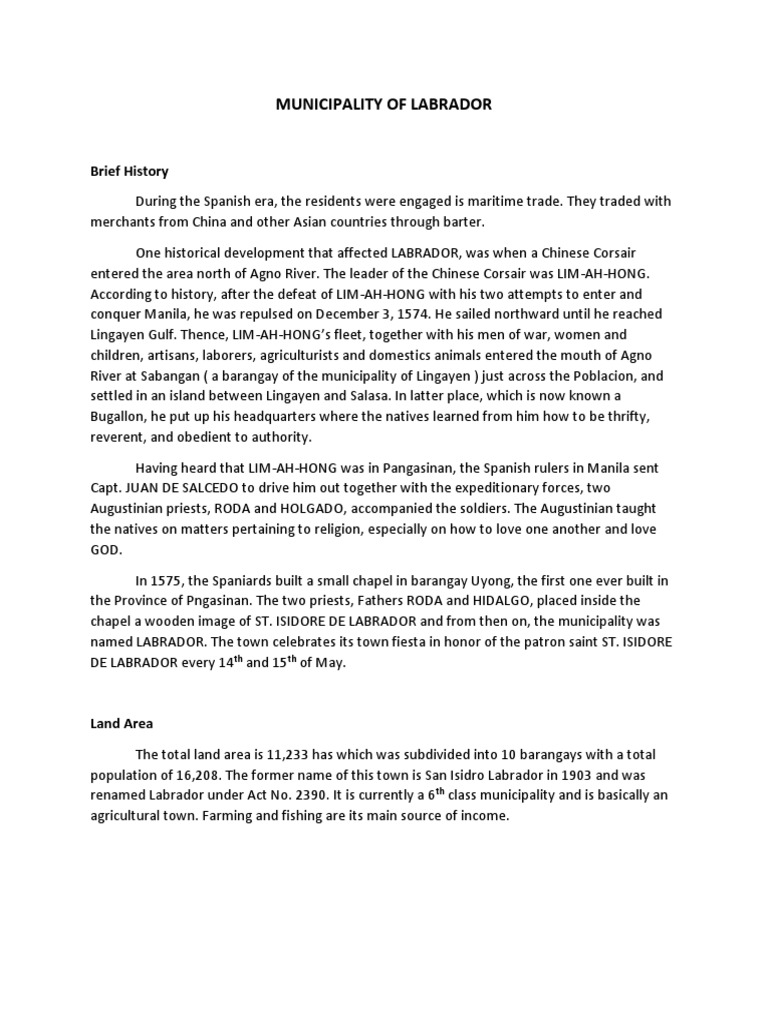 Municipality of Labrador History | PDF | Rain | Monsoon