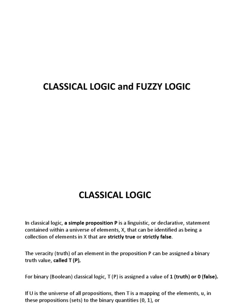 Classical Logic and Fuzzy Logic | PDF | Fuzzy Logic | Deductive Reasoning