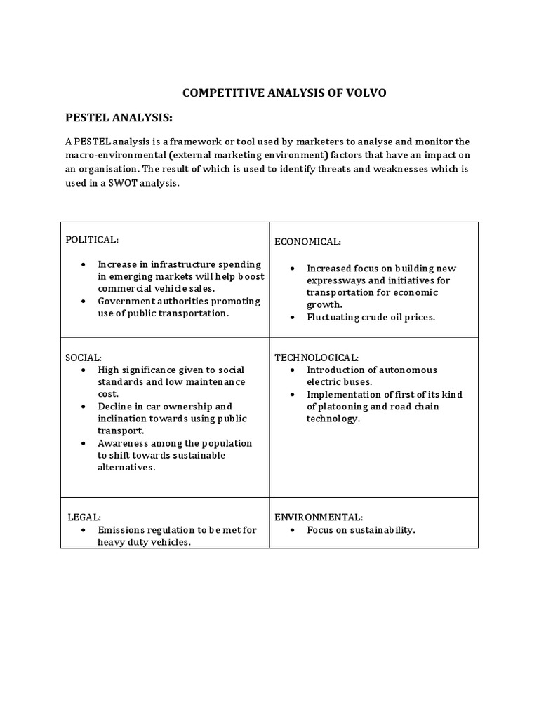 PESTEL ANALYSIS OF VOLVO'S USA MARKET STRATEGY | PDF | Fuel Economy In ...