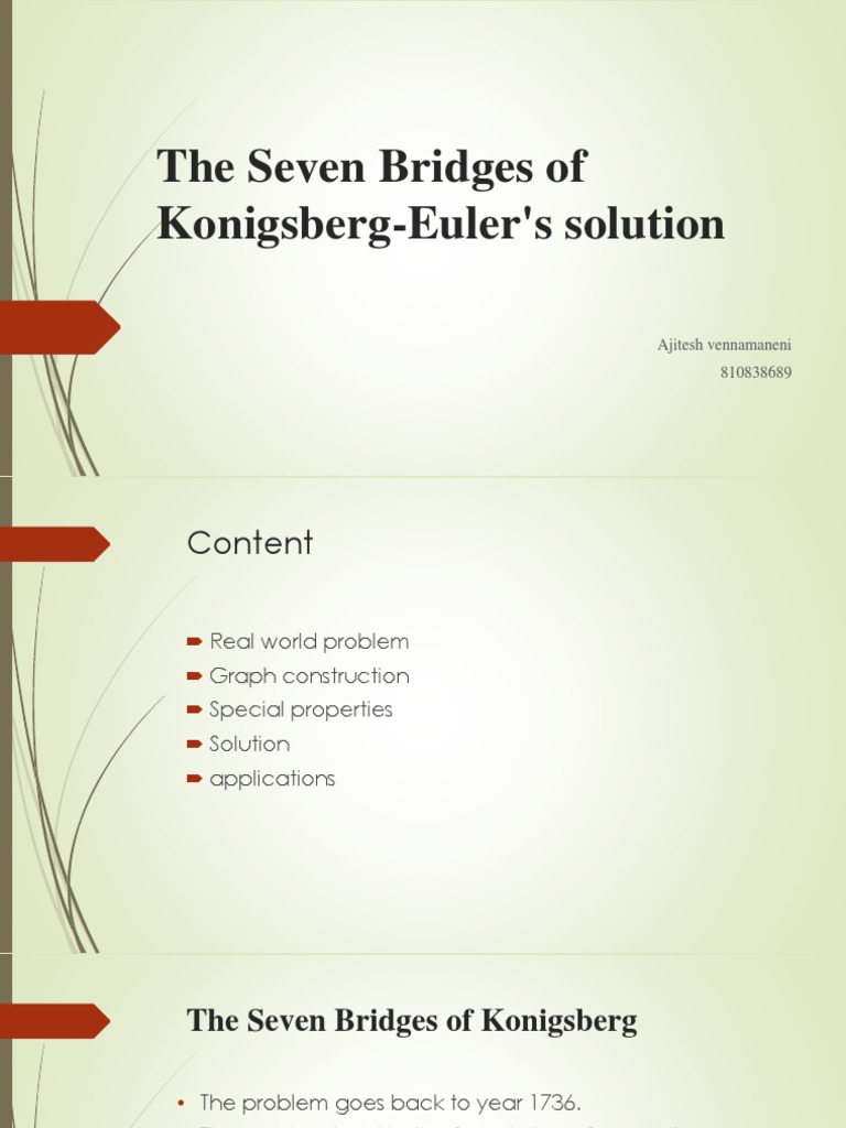 The Seven Bridges of Konigsberg-Euler's Solution PDF | PDF