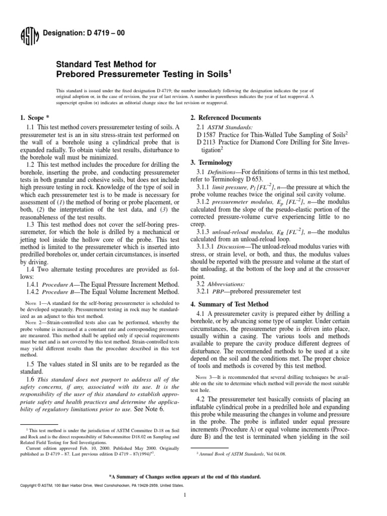 Astm d4719 PDF | PDF | Drilling | Pressure