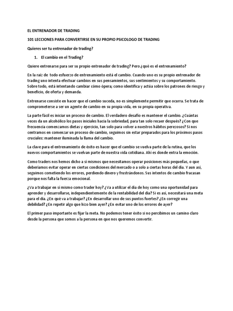 El Entrenador de Trading | PDF