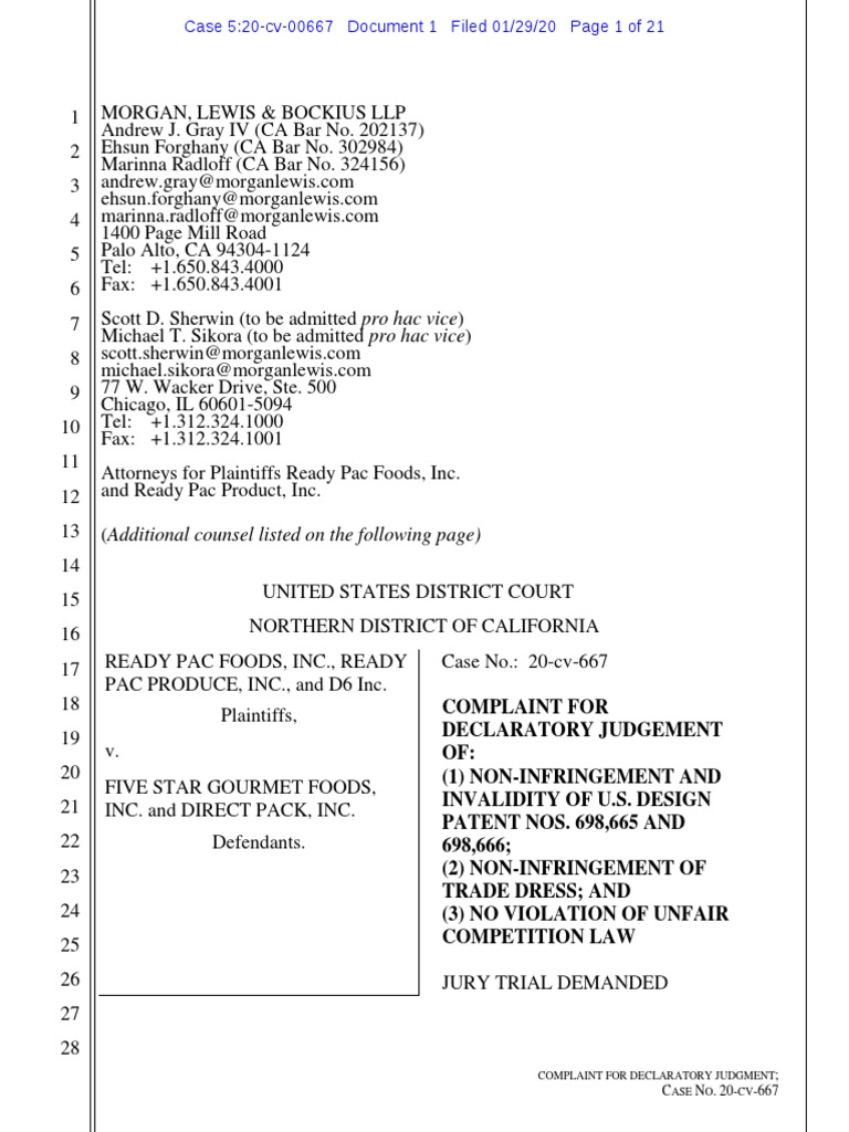 Declaratory Judgment Complaint: Non-Infringement | PDF | Declaratory Judgment | Complaint
