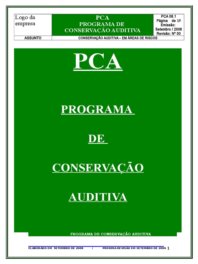 PCA - Programa de Conservação Auditiva Modelo | PDF | Acústica | Barulho