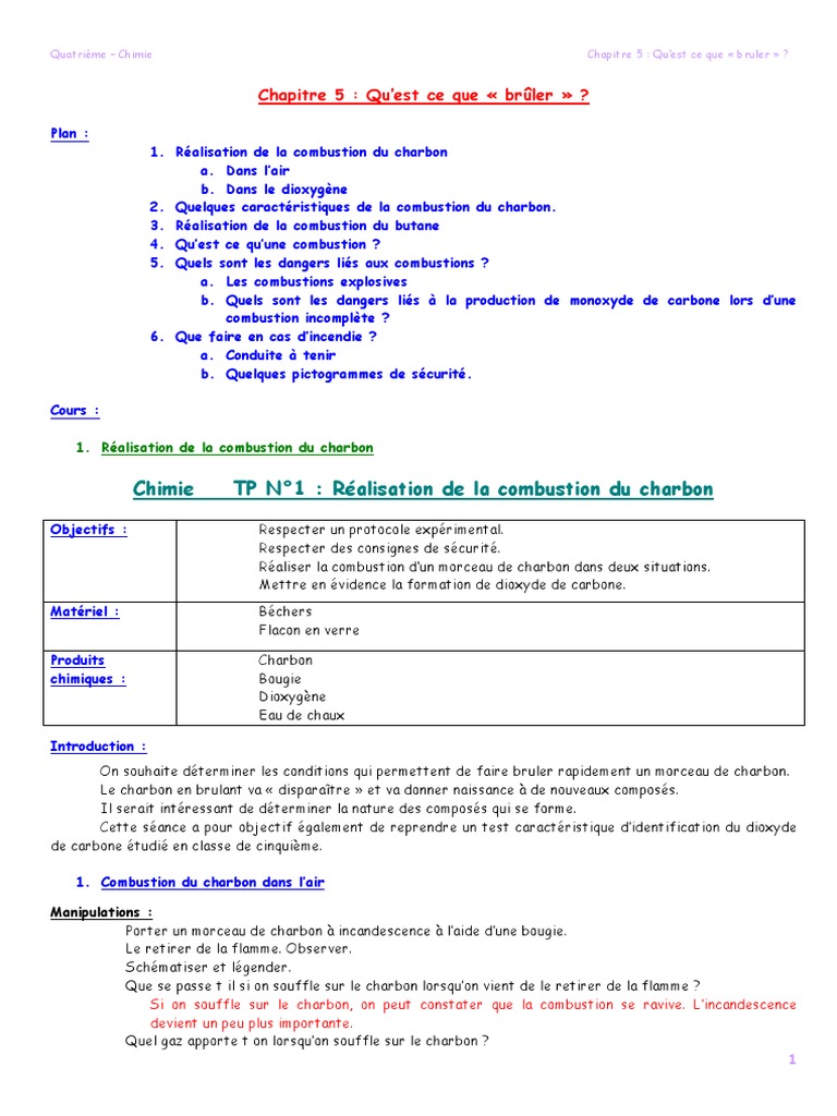 Chapitre5 PDF | PDF | La combustion | Monoxyde de carbone