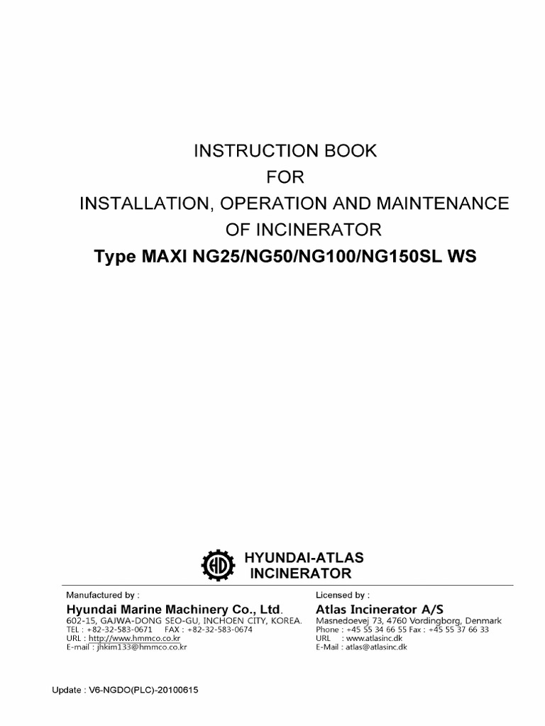 Manual INCINERATOR MAXI NGDO-PLC-SL WS-V6-100615 | PDF