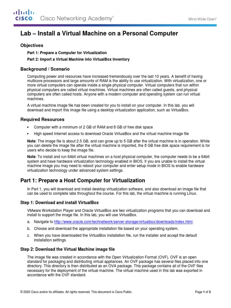2.5.2.4 Lab - Install A Virtual Machine On A Personal Computer | PDF ...