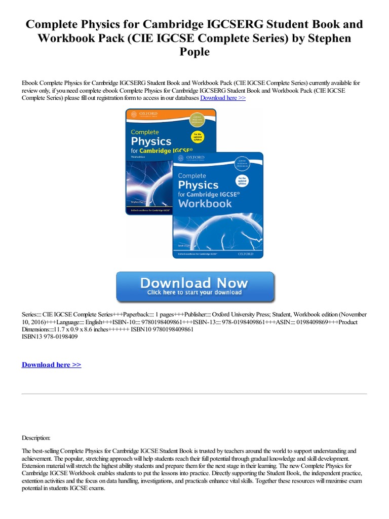 Complete Physics For Cambridge Igcserg Student Book and Workbook Pack ...