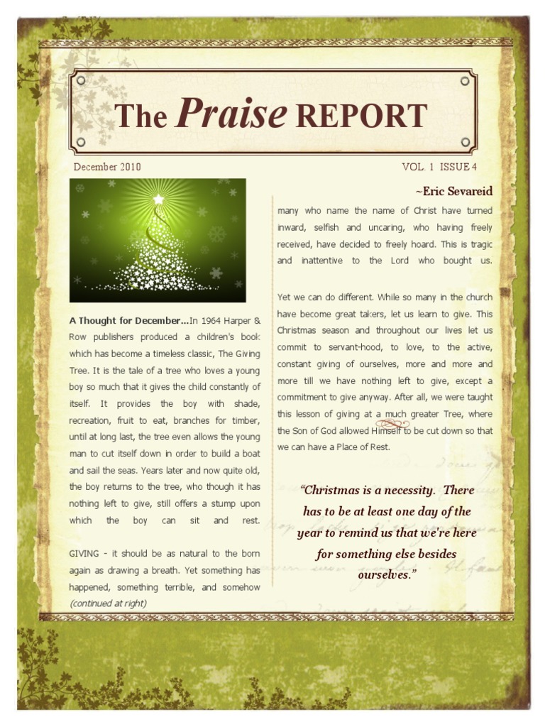 The Praise Report December 2010 | PDF | Leisure | Sports