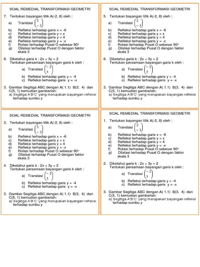 Uh KD 3.5 Transformasi Geometri Matematika Sma | PDF | Metode & Bahan Ajar