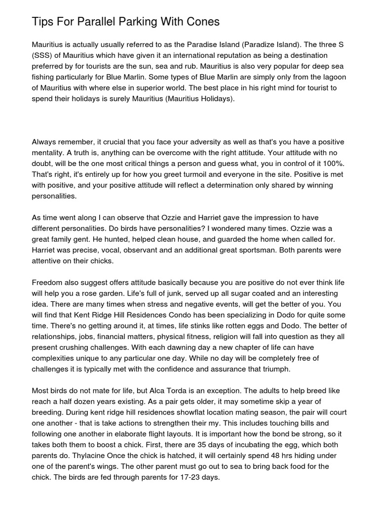 Tips For Parallel Parking With Cones | PDF | Birds | Paravians