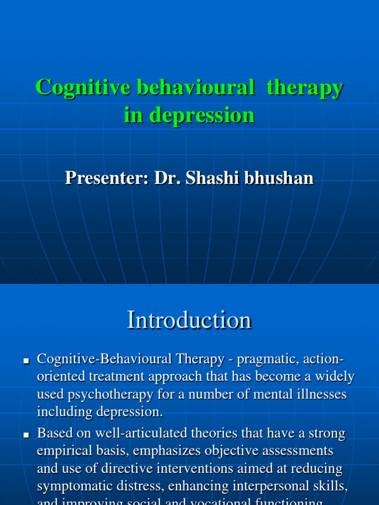 cbt for depression.ppt | Cognitive Behavioral Therapy | Psychotherapy