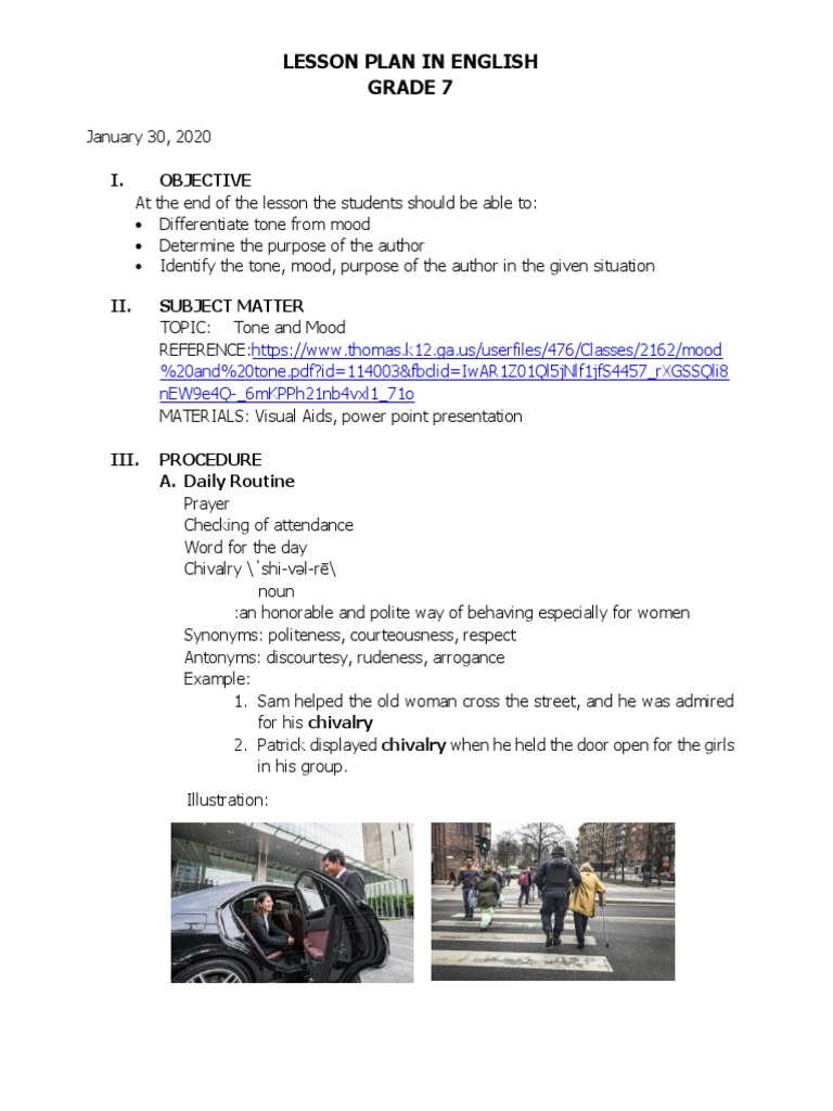 Tone and Mood LP | PDF | Lesson Plan | Teachers