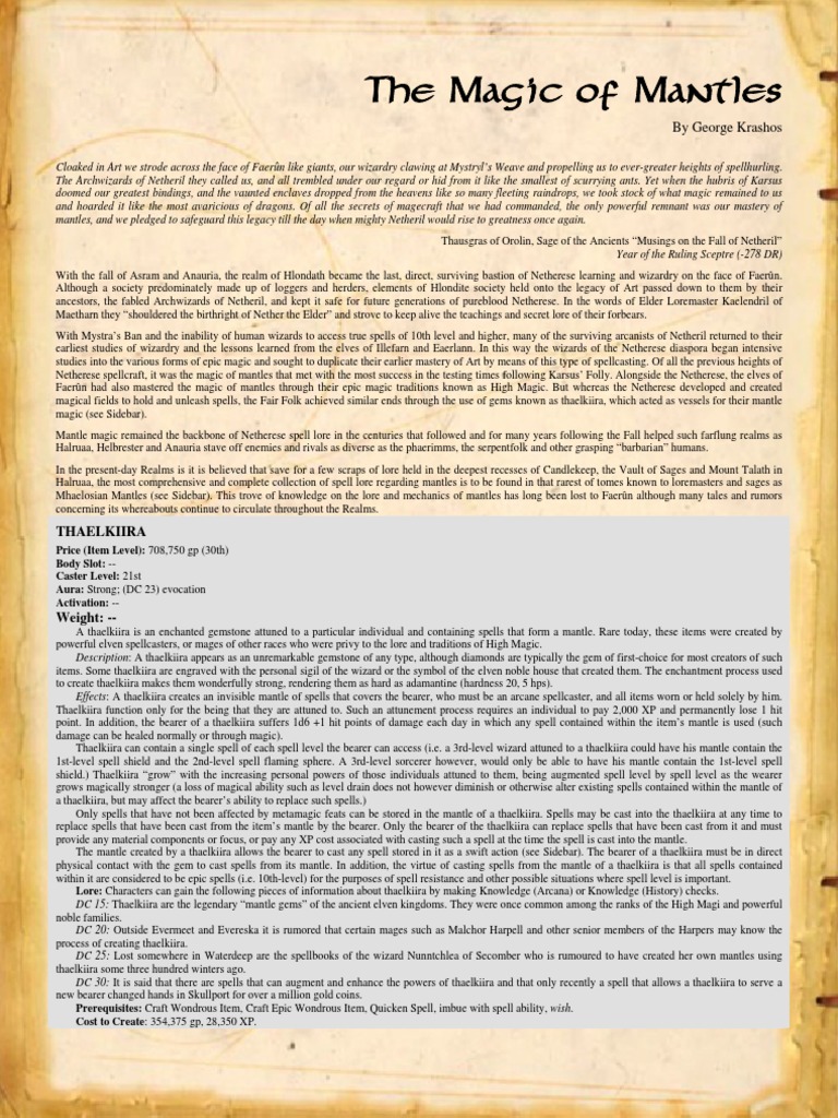 The Magic of Mantles PDF | PDF | Fantasy | Dungeons & Dragons