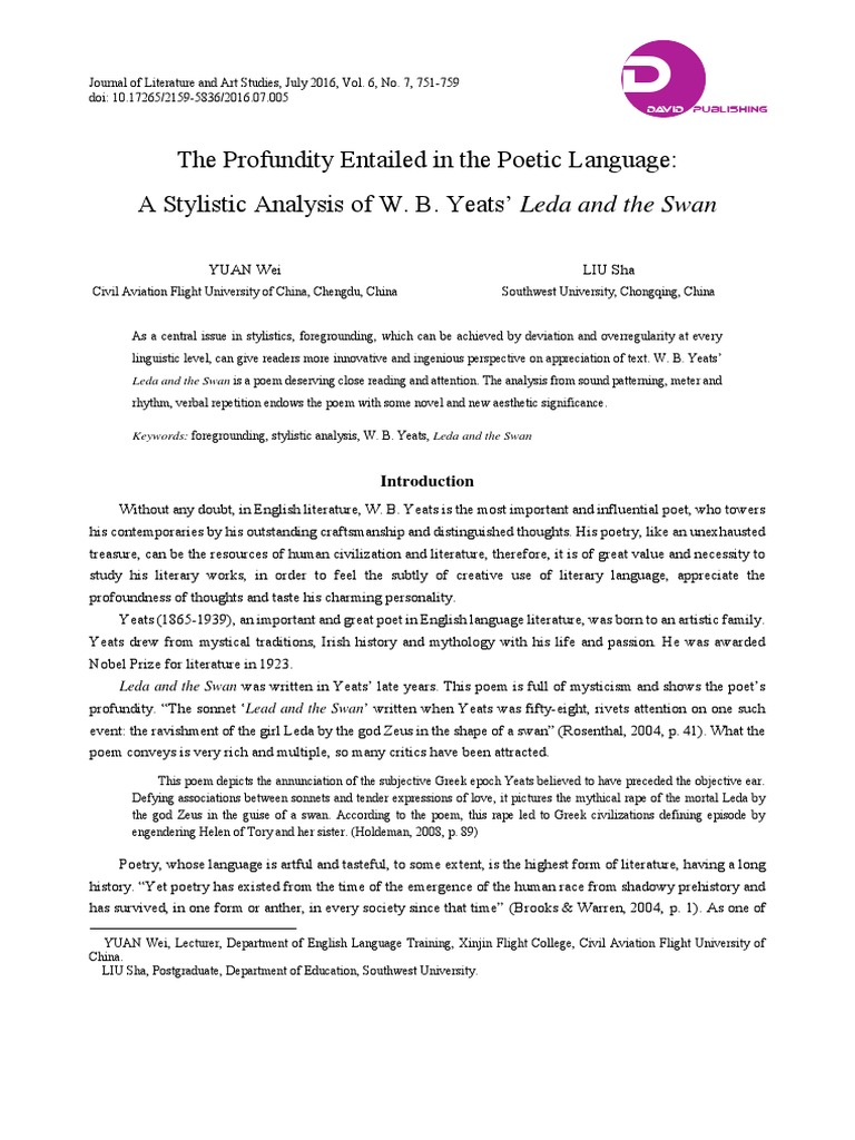 Leda and The Swan PDF | PDF | Poetry | Metre (Poetry)