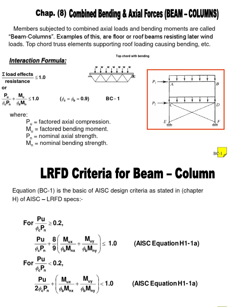 7-1 (Combined Bending and Axial Load) | PDF | Bending | Truss
