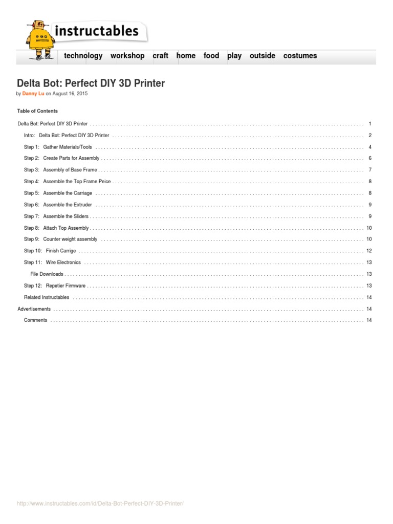 Delta Bot Perfect DIY 3D Printer | PDF | Extrusion | Screw