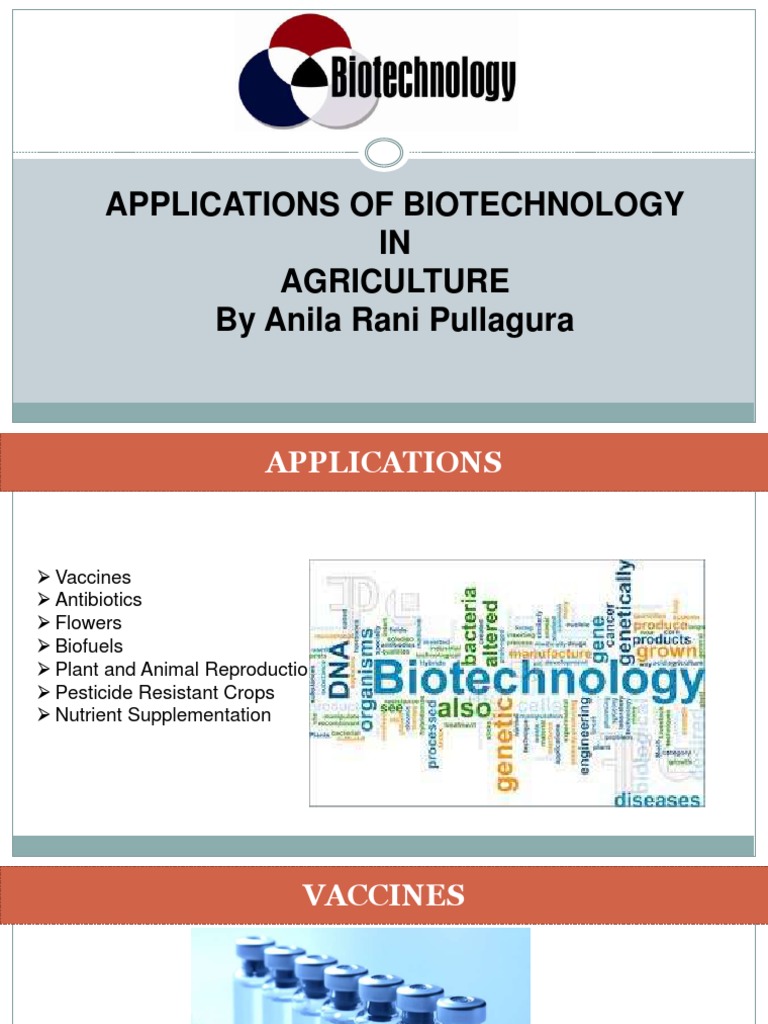 Biotechnology Applications in Agriculture | PDF | Biotechnology ...
