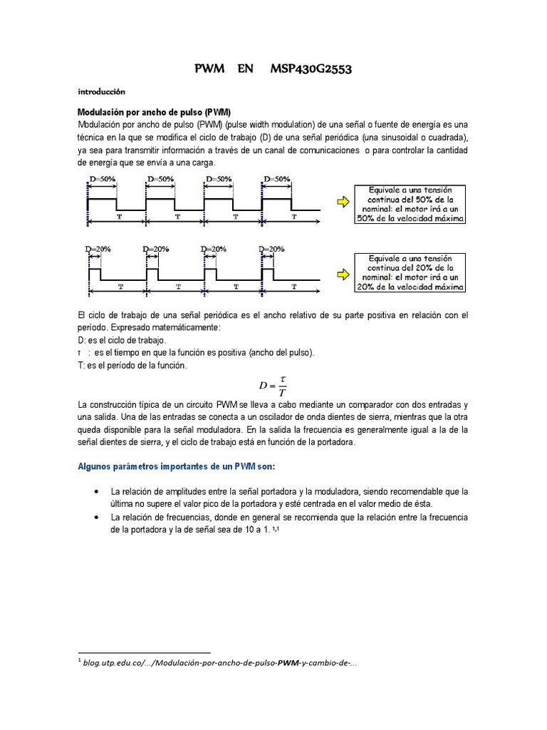 PWM en Msp430g2553 | PDF | Ingeniería en telecomunicaciones | Áreas de informática