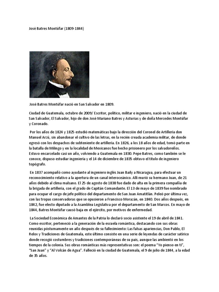 José Batres Montúfar: Biografía y Obras | PDF | Poesía