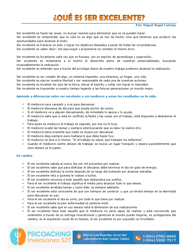 Qué Es Ser Excelente | PDF | Relaciones personales, crianza y ...