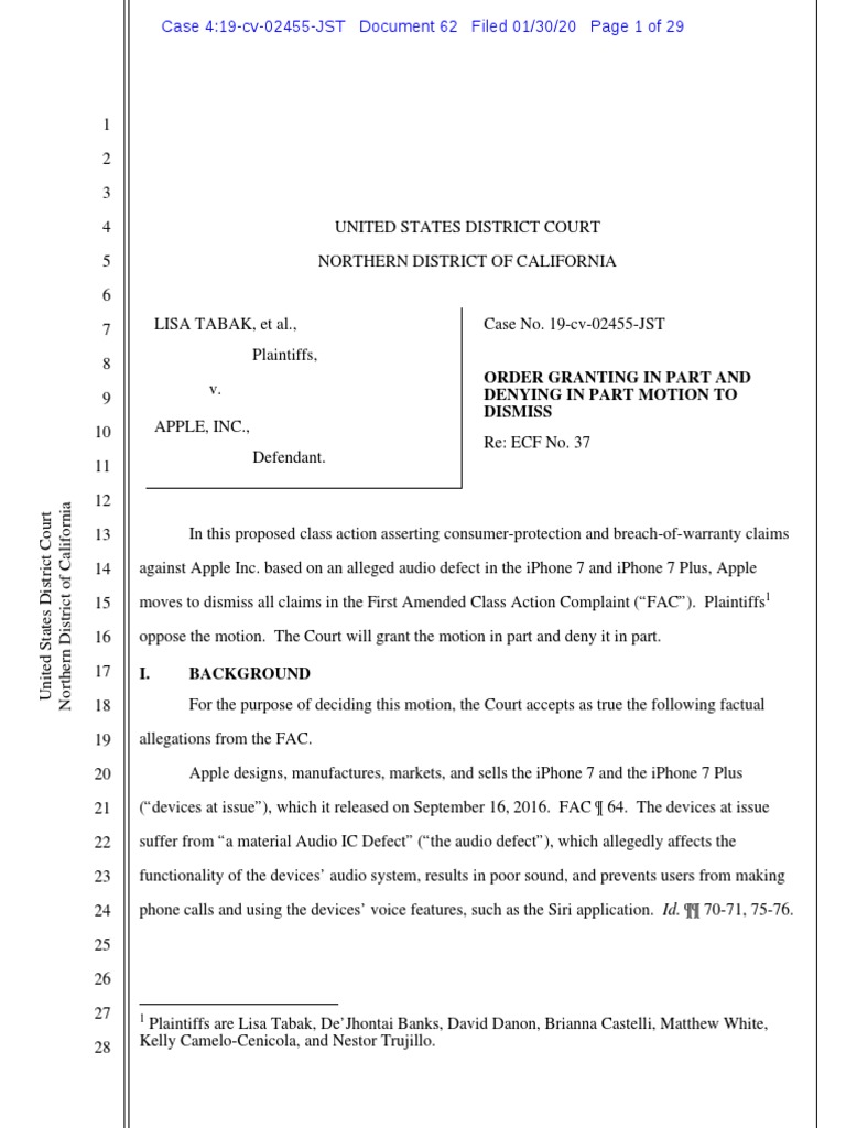 Order On Motion To Dismiss | PDF | Standing (Law) | Federal Rules Of ...