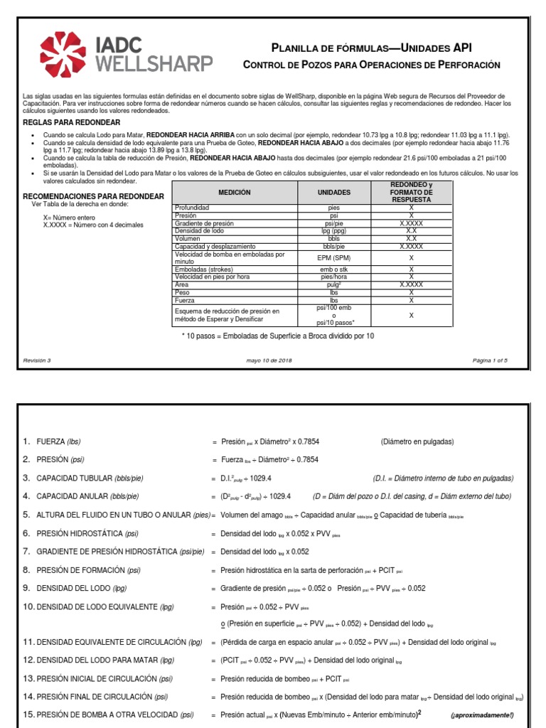 WellSharp Formula Spanish PDF | PDF | Presión | Densidad