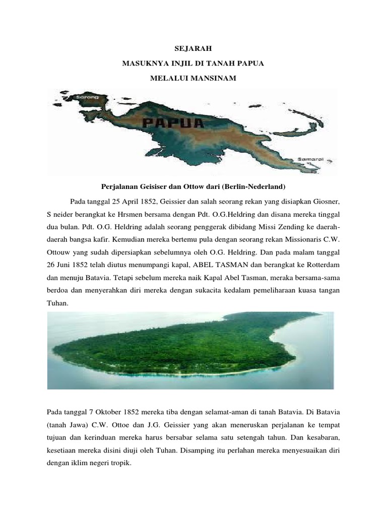 SEJARAH Injil Masuk Di MANSINAM | PDF