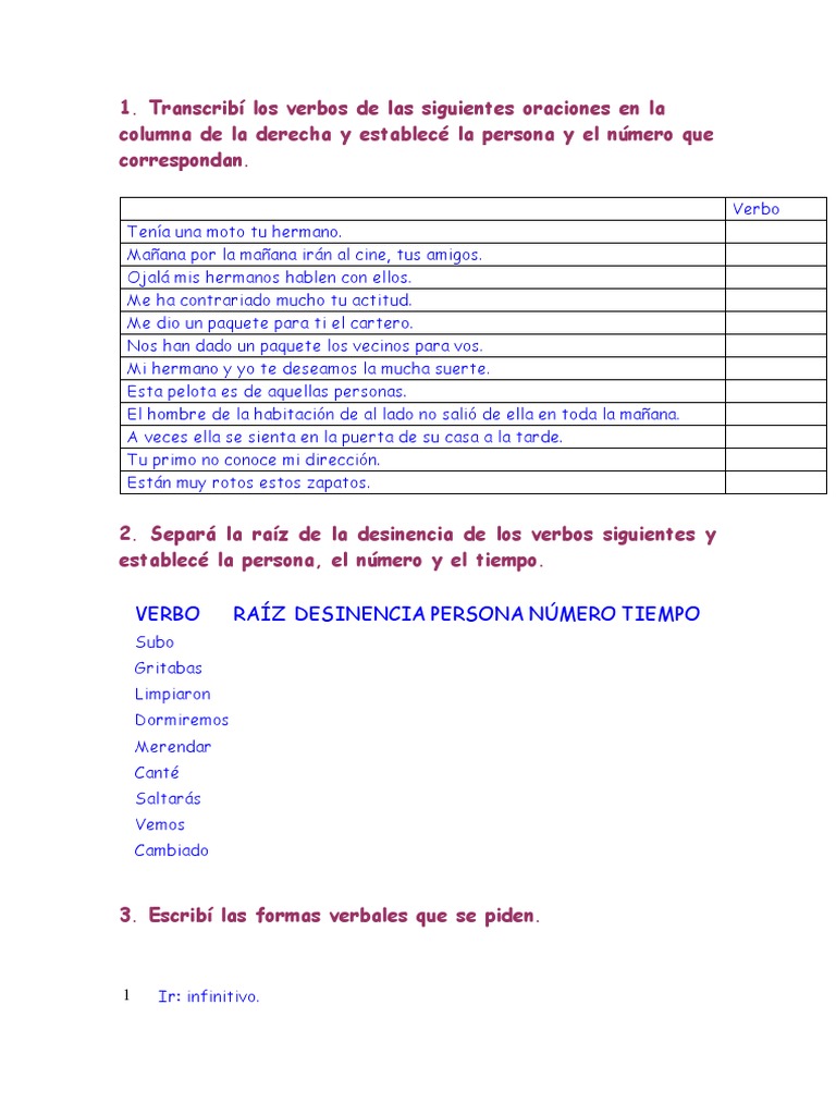Ejercicios de Verbos para Estudiantes | PDF | Verbo | Filología