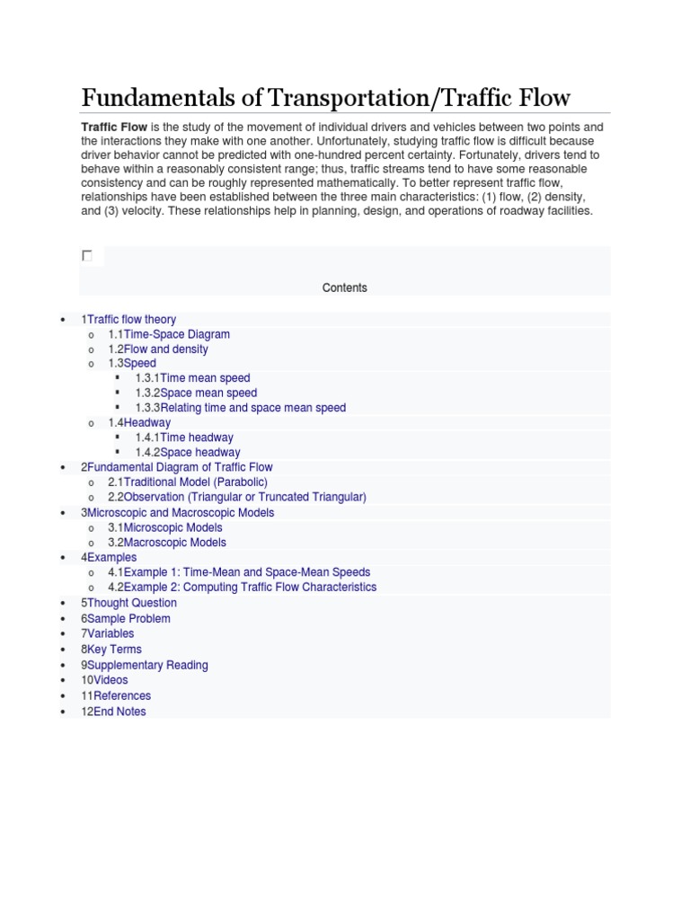 Fundamentals of Transportation | PDF | Mathematical Model ...
