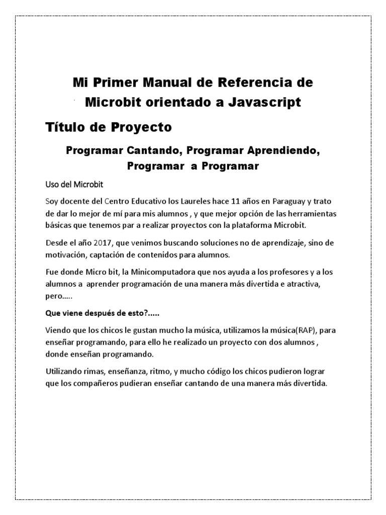Mi Primer Manual de Referencia de Microbit Orientado A Javascript PDF ...