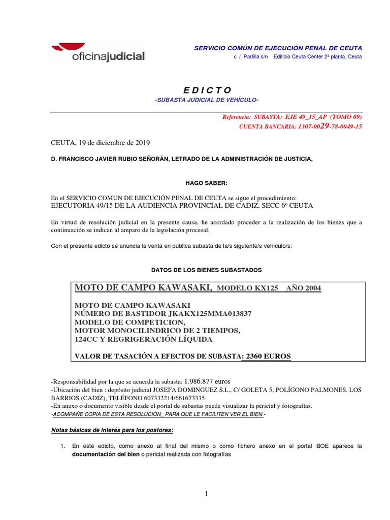 Documento 1 | Descargar gratis PDF | Subasta | Servicio de subasta