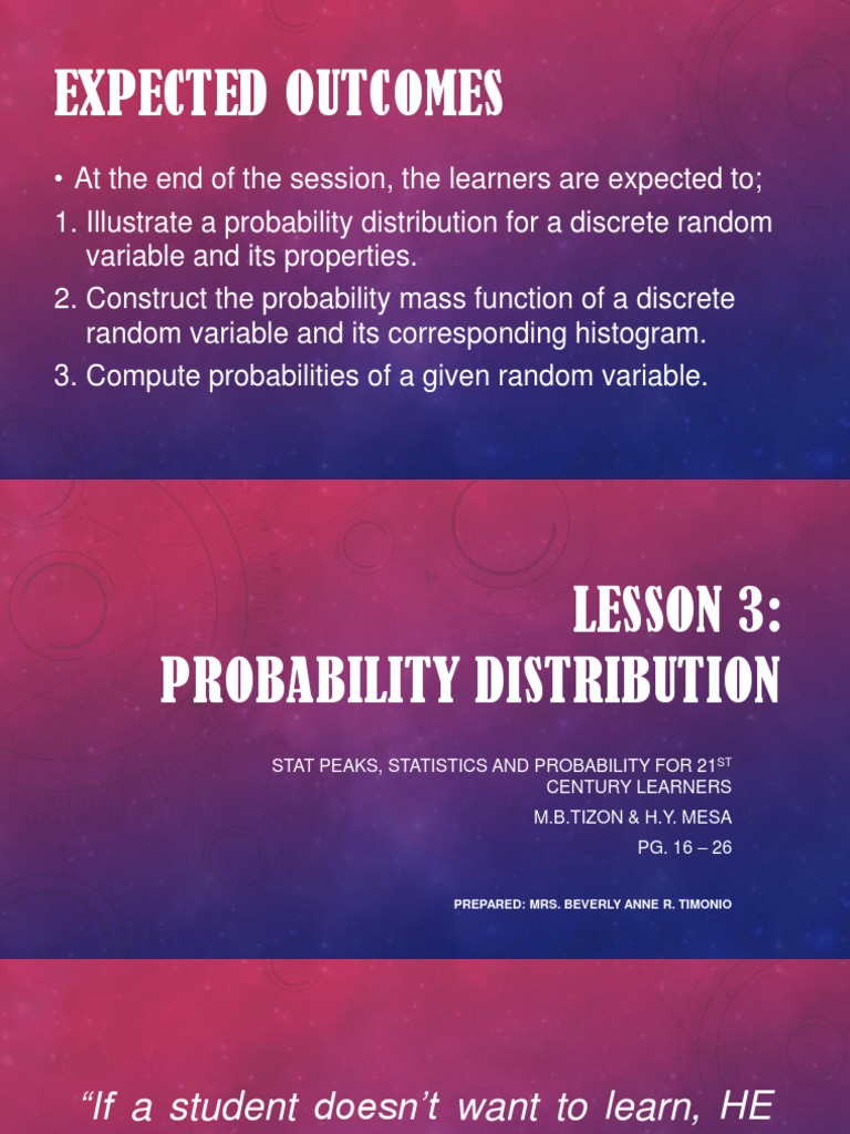 LESSON 3 Probability Distribution | PDF | Probability Distribution ...