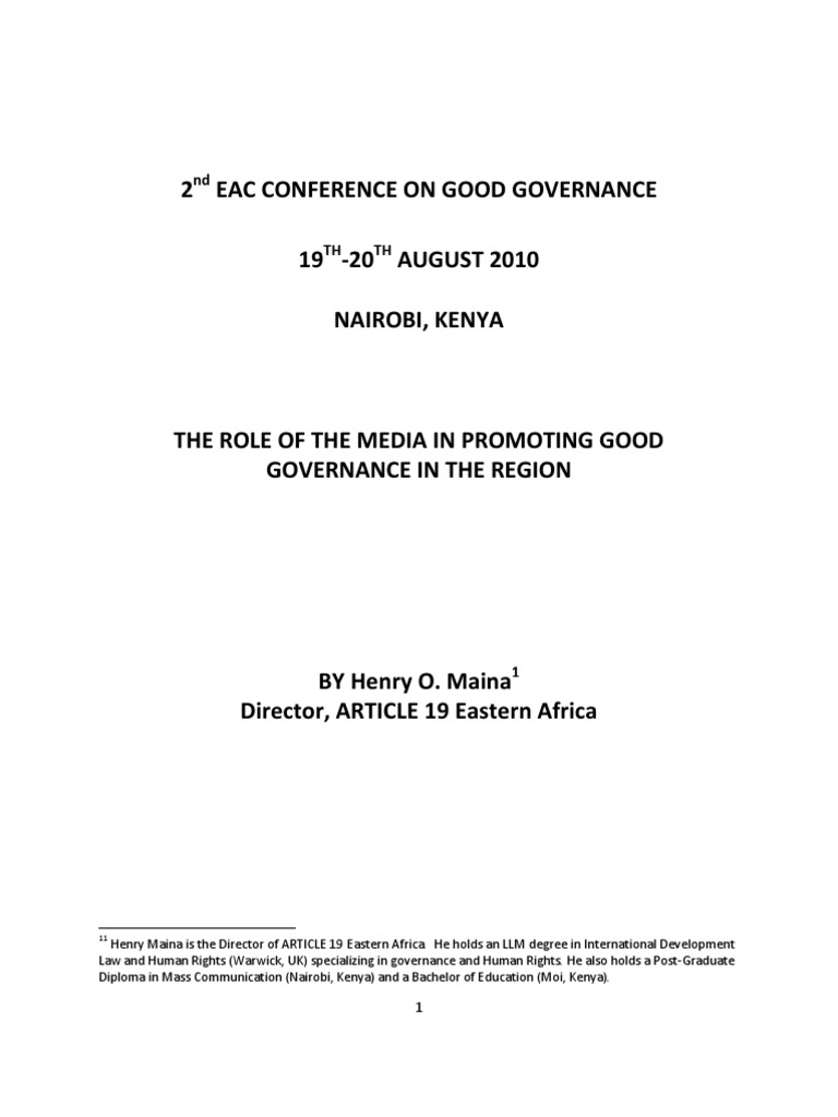 Role of Media in Good Governance | PDF | Governance | Empowerment