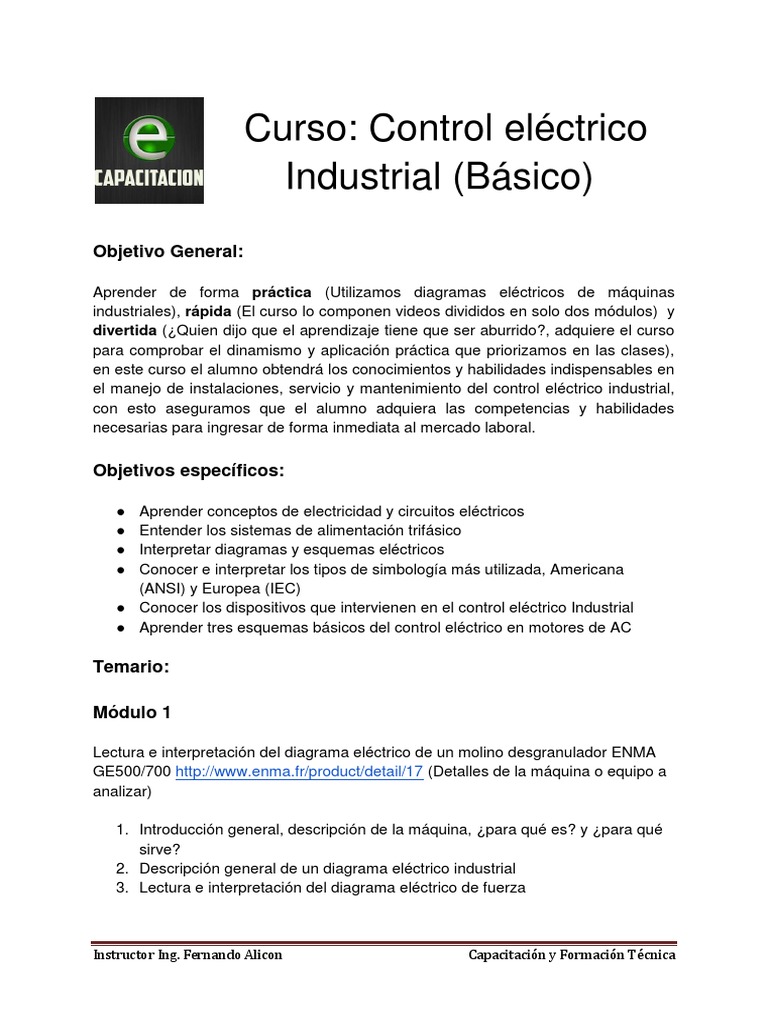 Curso Control Eléctrico Industrial Básico | PDF | Par termoeléctrico ...