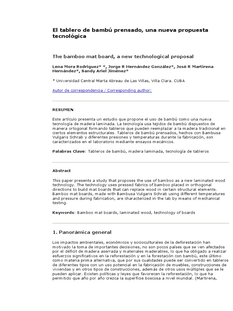 El Tablero de Bambú Prensado | PDF | Deforestación | Aluminio