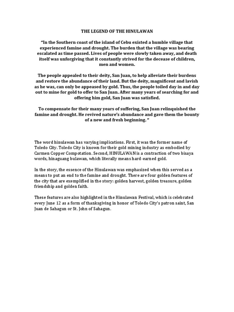The Legend of The Hinulawan | PDF | Social Science | Travel