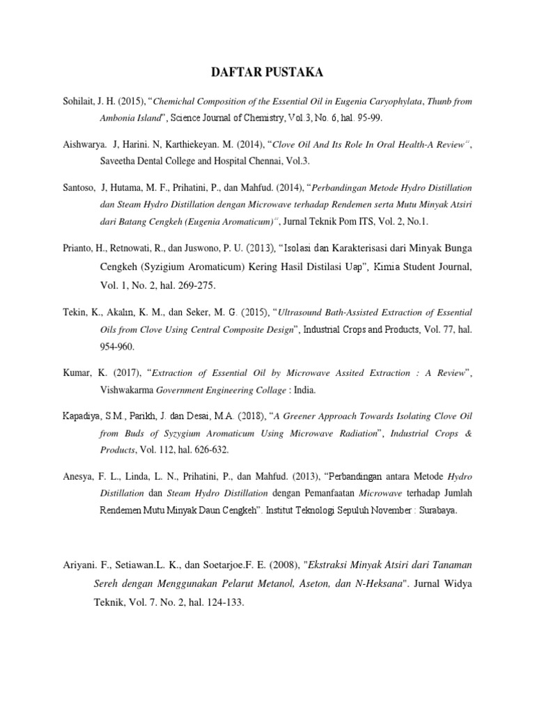 Daftar Pustaka Total Pdf Clove Chemistry