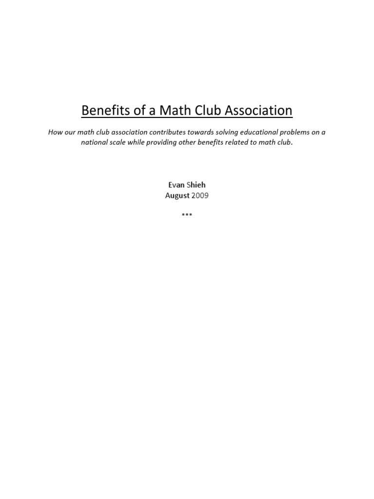 Fostering Mathematical Excellence: How Math Club Associations Address ...