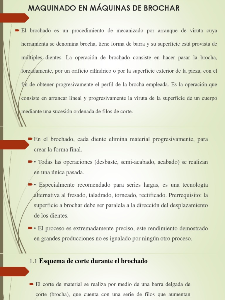 Proceso y Tipos de Brochado Maquinado | PDF | Mecanizado | Perforar